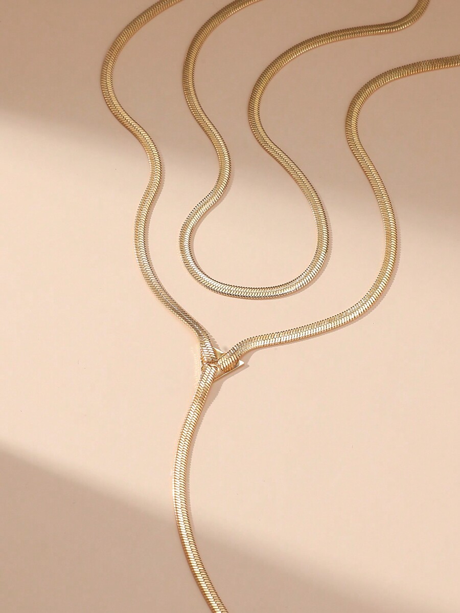 1set/2pcs Simple Hiphop Metal Chain Necklace & Y-Shaped Long Necklace ...