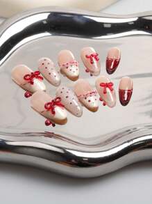 10pcs Cute Cat Eye Bow Handmade Nail Art Set, High-End Adorable Style ...