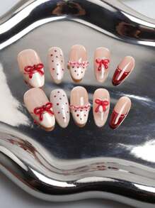 10pcs Cute Cat Eye Bow Handmade Nail Art Set, High-End Adorable Style ...