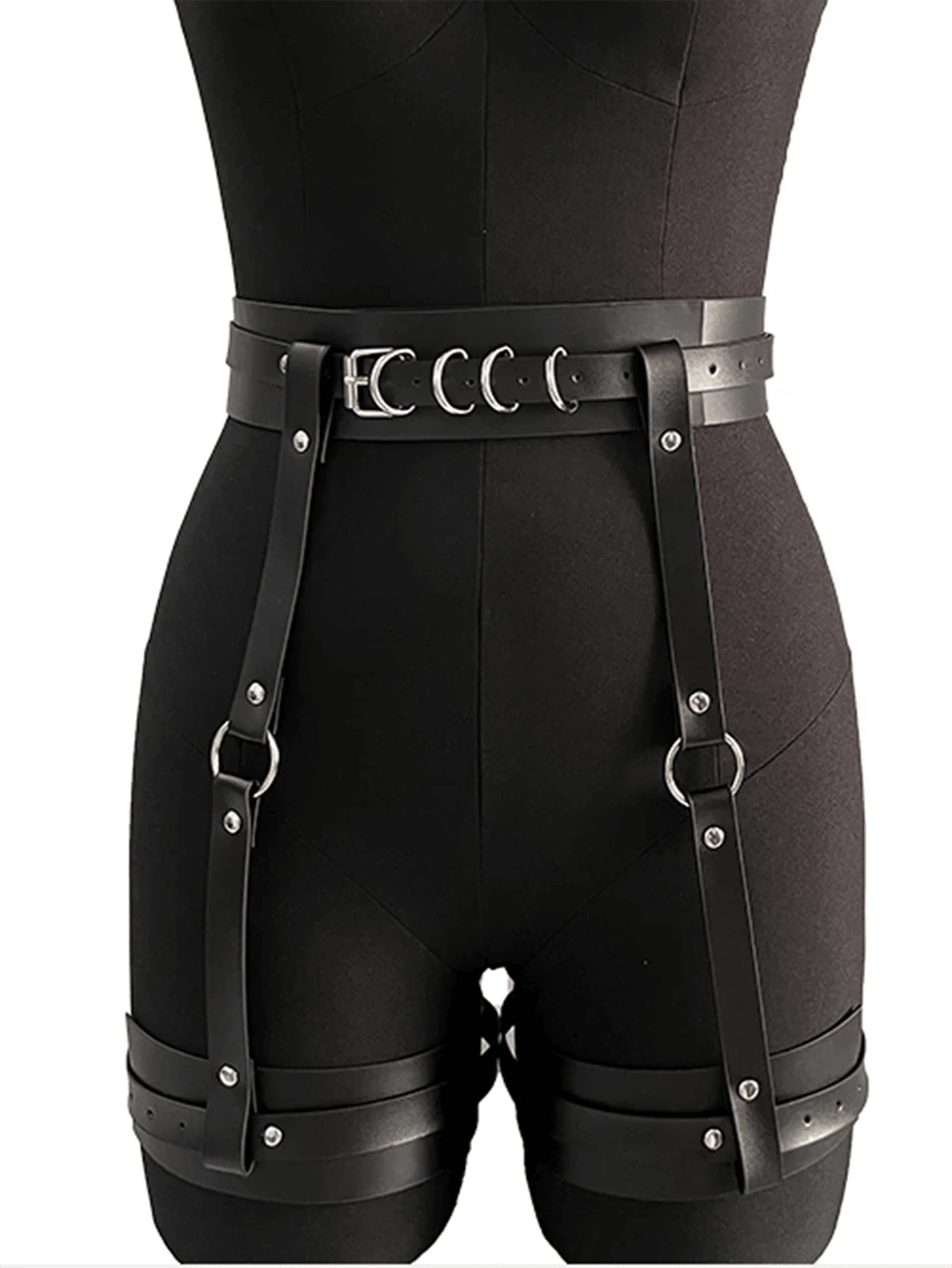 1pc Sexy Women Leg Harness PU Leather Lingerie Body Suspenders Garter ...