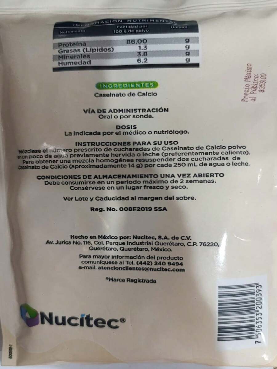 Nucein - Calcium Caseinate - 100g Powder Sachet - Formula For ...