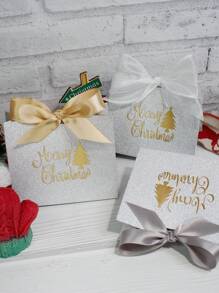 5/10pcs Glittery Christmas Gift Boxes With Ribbons, Mini Candy Treat ...