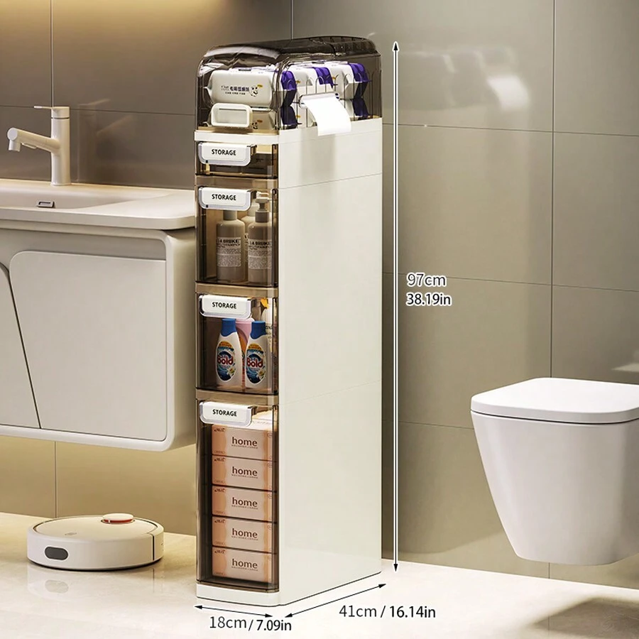 Toilet Crevice Storage Cabinet Drawer Style Toilet Narrow Crevice ...