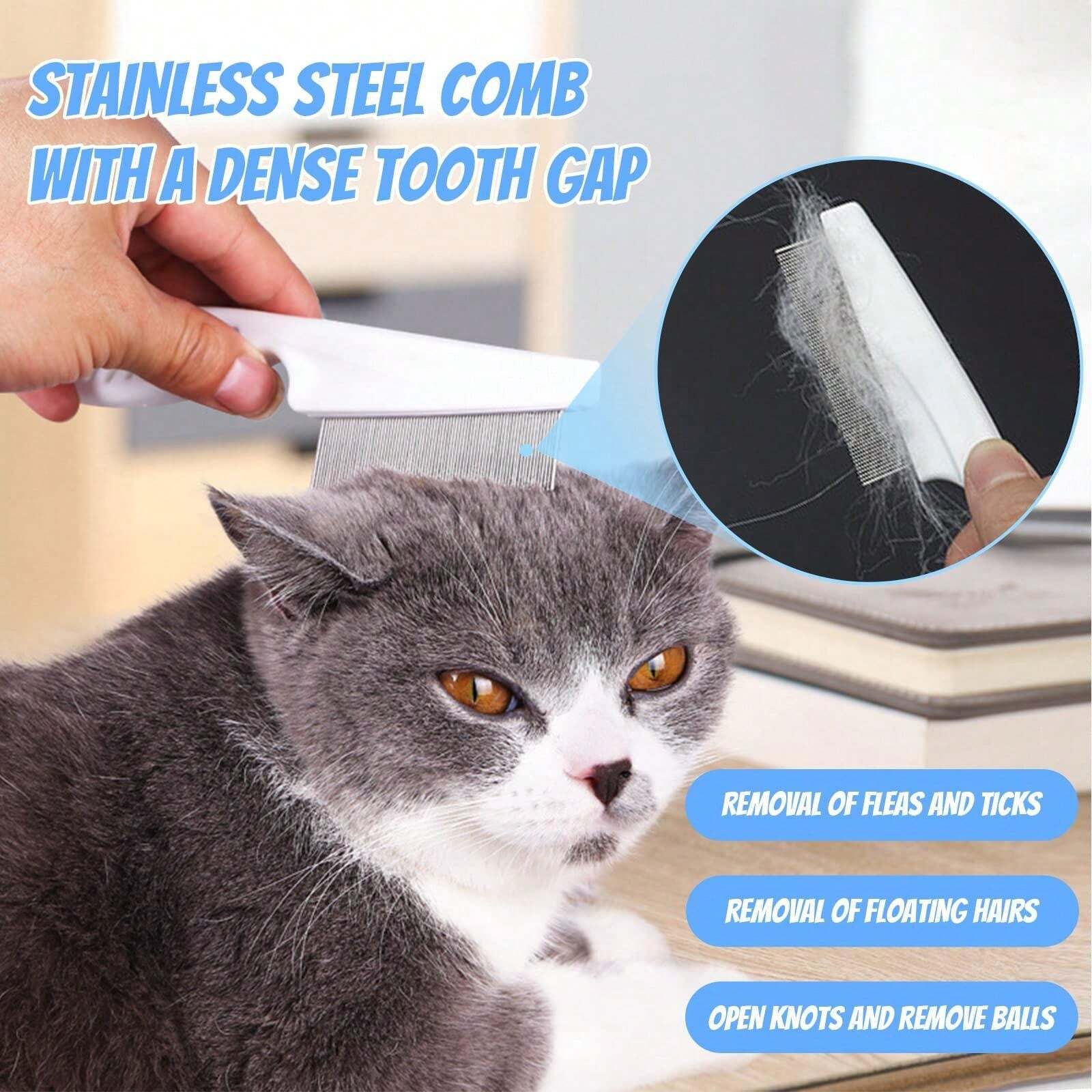Flea Comb For Dogs And Cats, Pet Lice Comb Fine Tooth Grooming Tool For ...