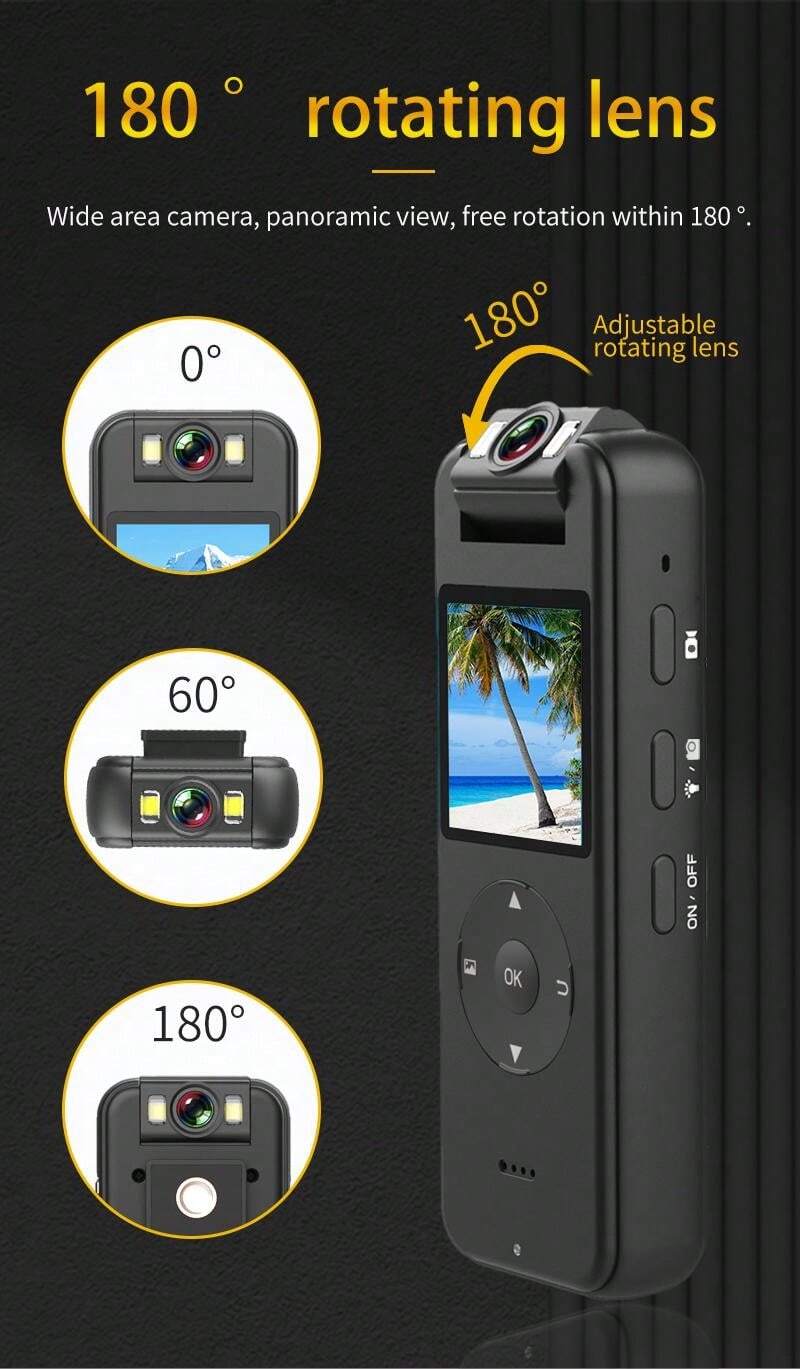 4K Ultra HD Wireless WiFi Video Camera With Screen, Wearable Clip-On ...