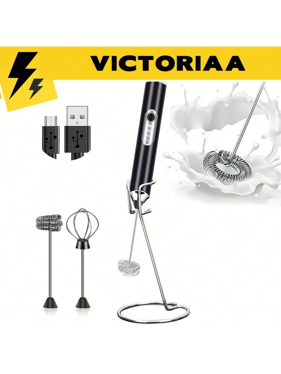 Electric Milk Frother And Whisk, USB Rechargeable Handheld Electric ...