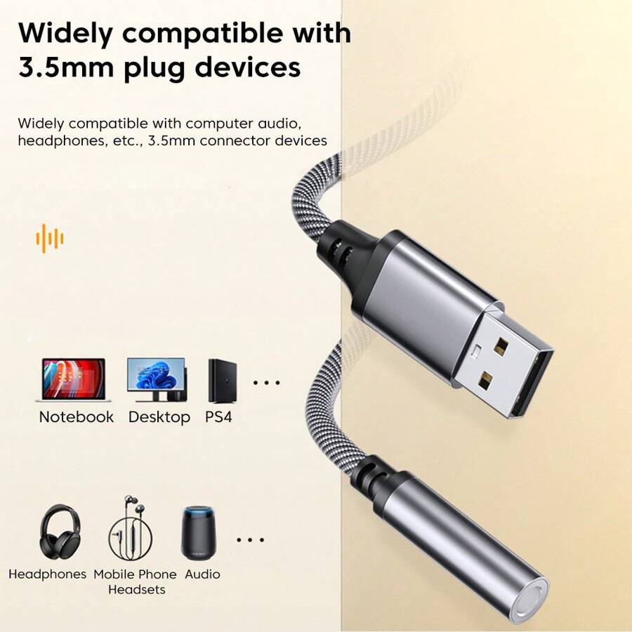מתאם שמע Usb ל 3 5 ממ כבל שמע Usb A ל 3 5 ממ מתאם שקע Usb לשקע אודיו