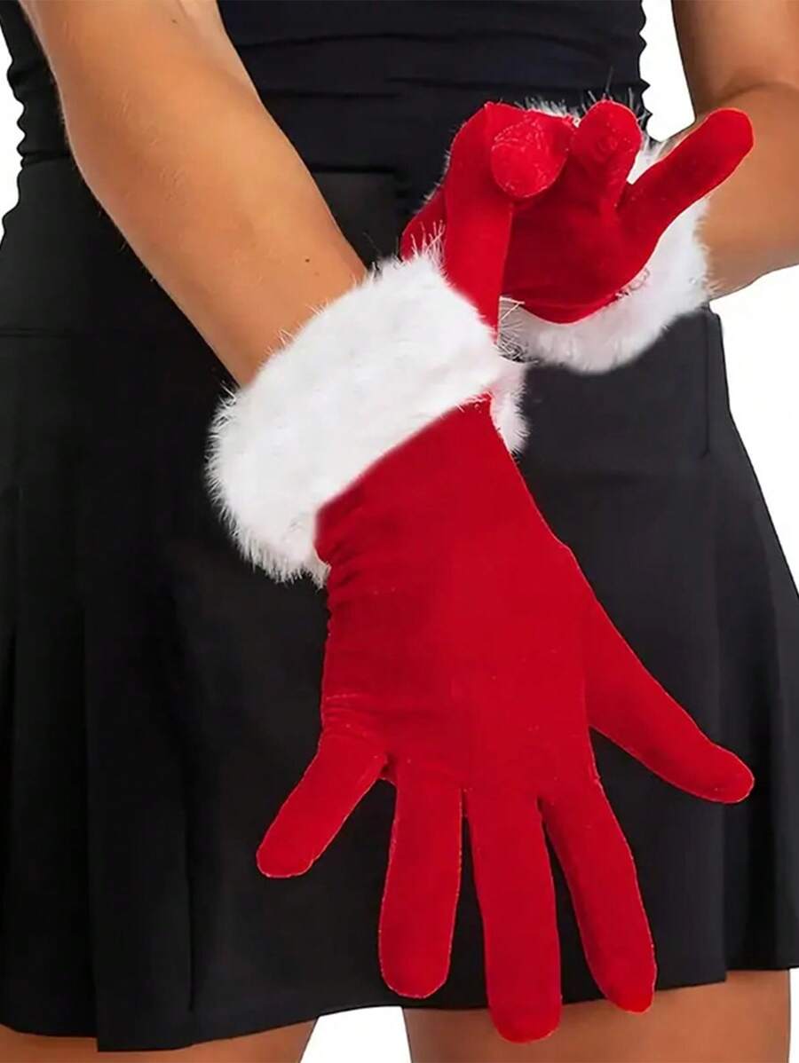 3pcs Santa Claus Costume Accessories Set (Santa Hat & Gloves), Cute Red ...