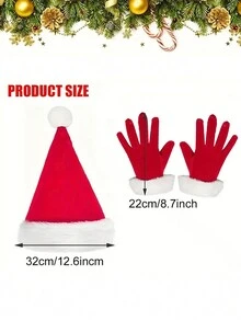 3pcs Santa Claus Costume Accessories Set (Santa Hat & Gloves), Cute Red ...