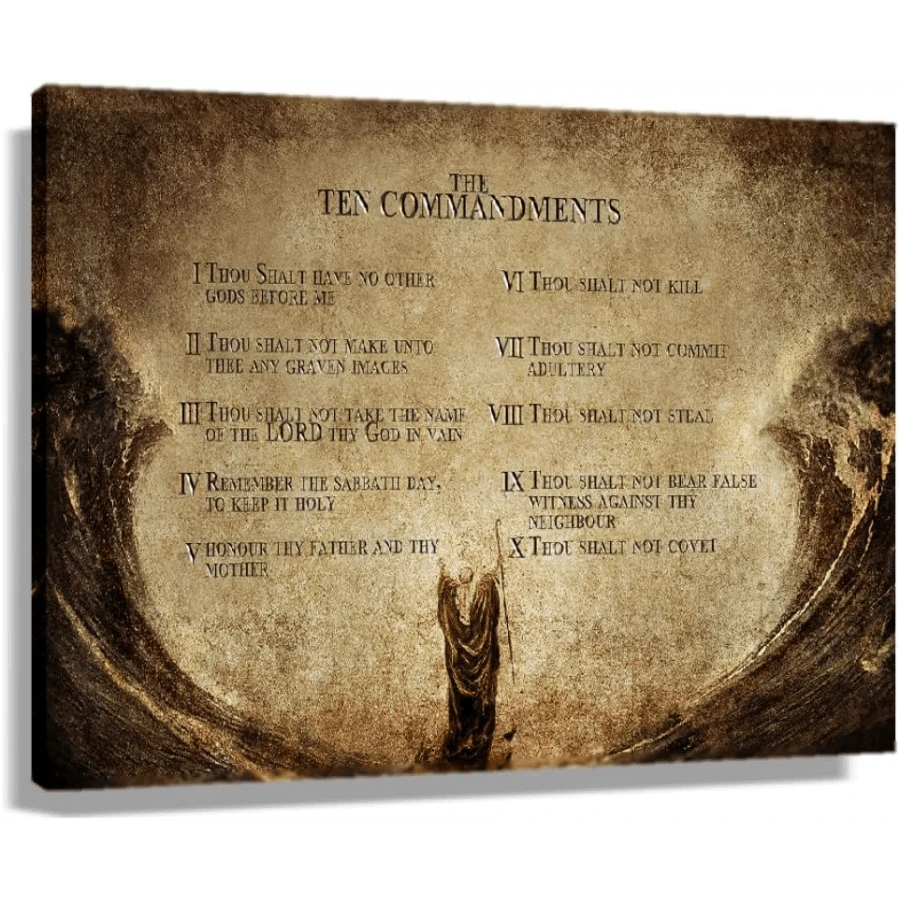 Framed Ten Commandments Poster Scripture Wall Art Canvas Quotes Wall ...