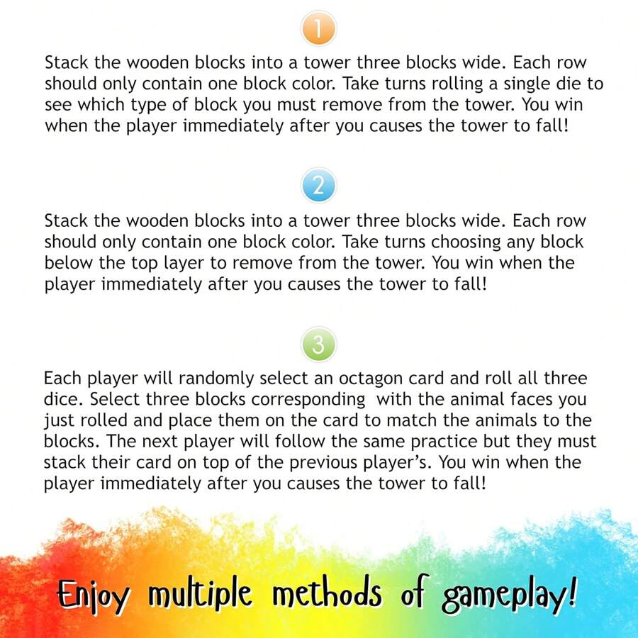 Stacking Tower Game - Dice & Stacking Cards Animal Edition - Mini Colorful Blocks - Multiple ...