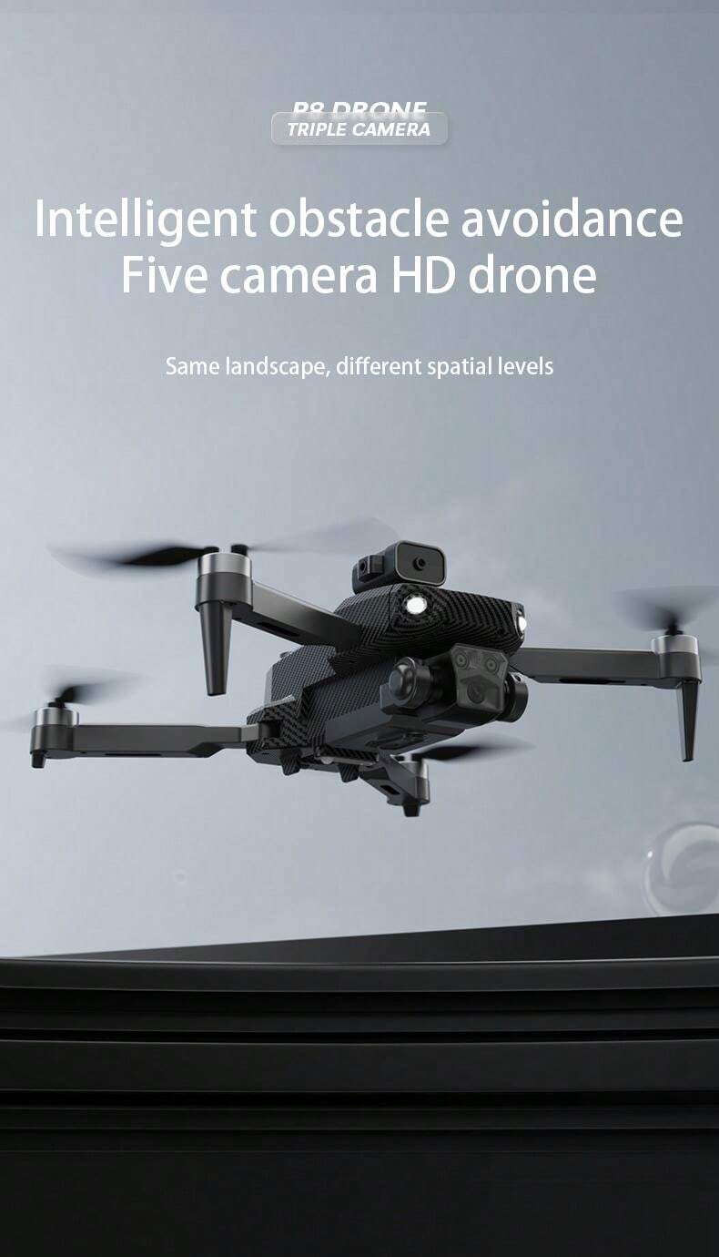 New P8 5-Lens 4K HD Drone With Obstacle Avoidance, Foldable 4-Axis RC Quadcopter Drone With Dual ...