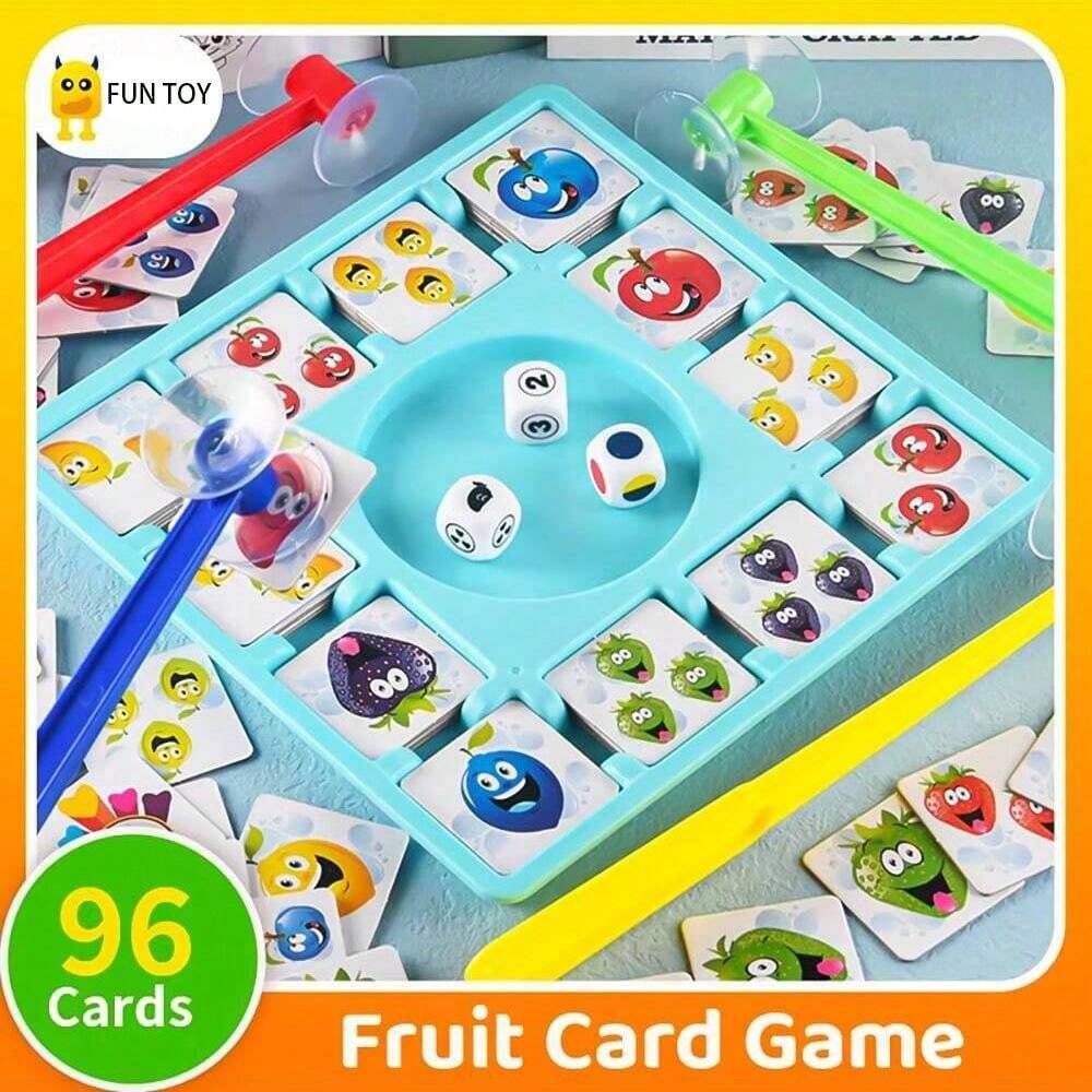 Children Education Learning Toys Fruit Sticking Game Card Dice Board ...