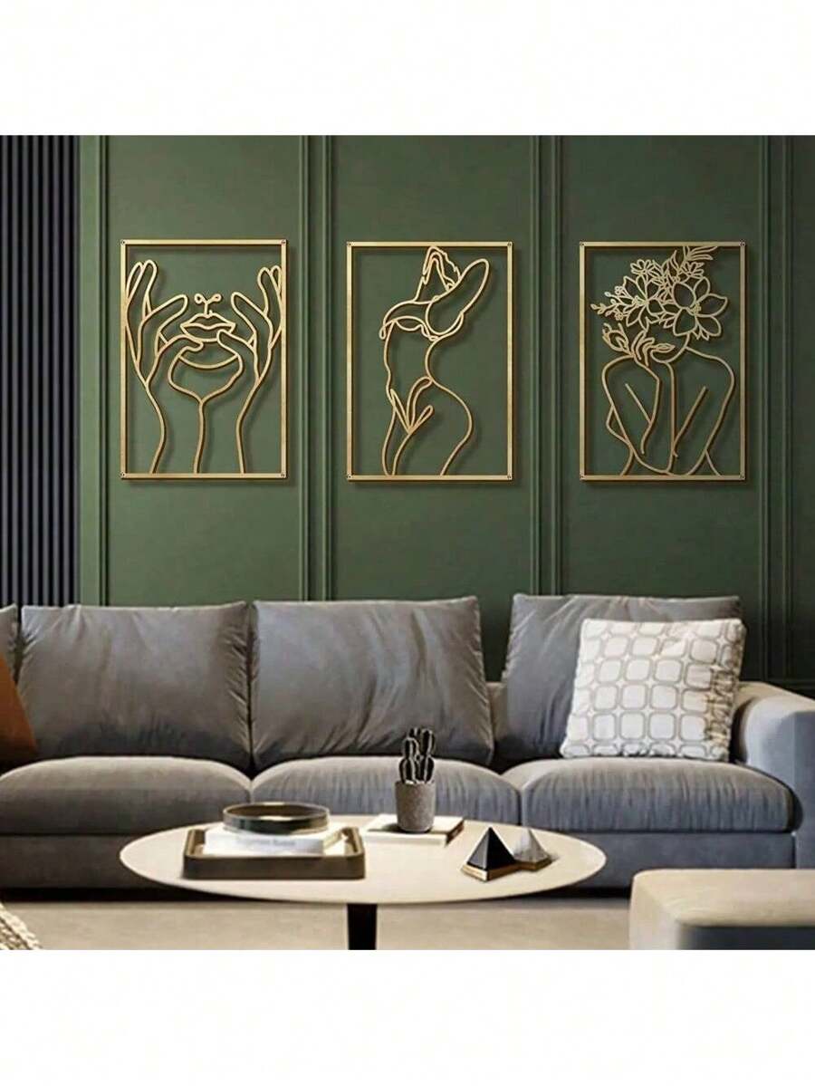 Metal Wall Ornament Art Silhouette Female | SHEIN Brasil