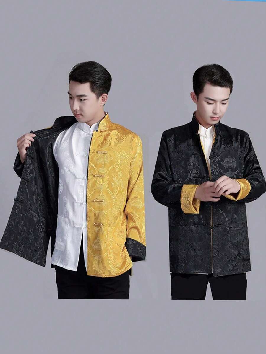 Men Chinese Dragon Shirt Kung Fu Coats China New Year Tang Suit ...