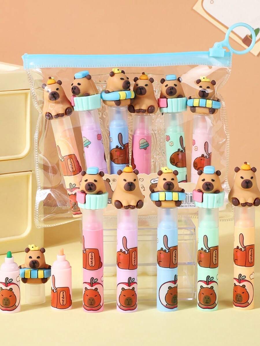 Cute Capybara Macaron Color Mini Highlighter Pen For Student ...