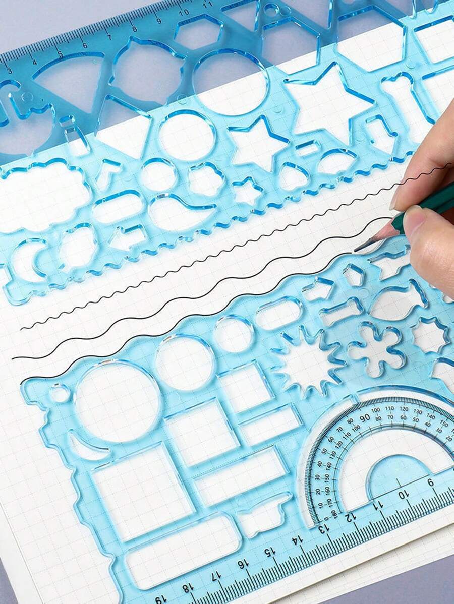 3pcs/Set Ruler Set - Includes 20cm Flexible Drawing Ruler, Transparent ...