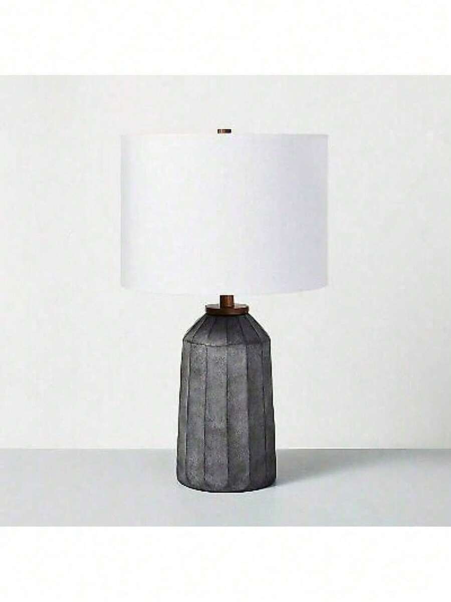 Carved Ceramic Table Lamp Dark Gray (Includes LED Light Bulb) - Hearth ...