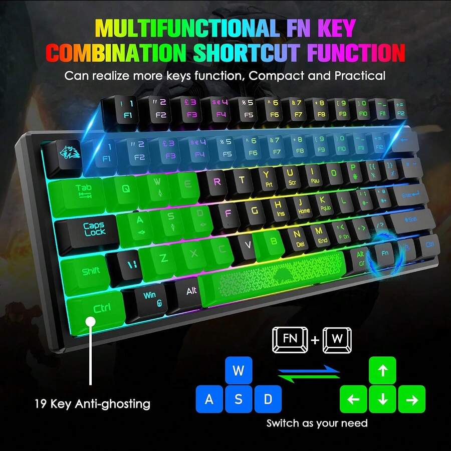 ATTACK SHARK LexonElec K61 60% Percent White Gaming Keyboard Mini Pc ...