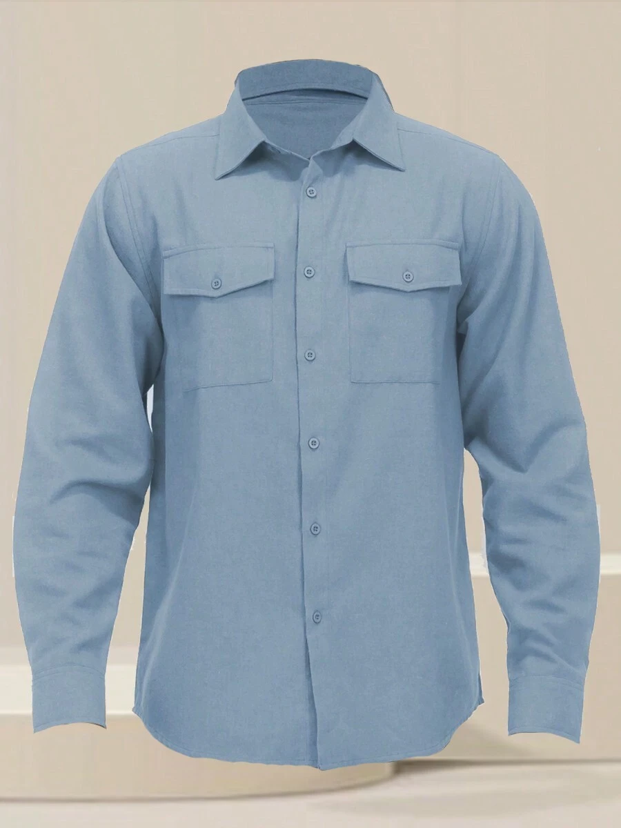 Men's Woven Plaid Flannel Long Sleeve Brushed Casual Fitted Normal ...