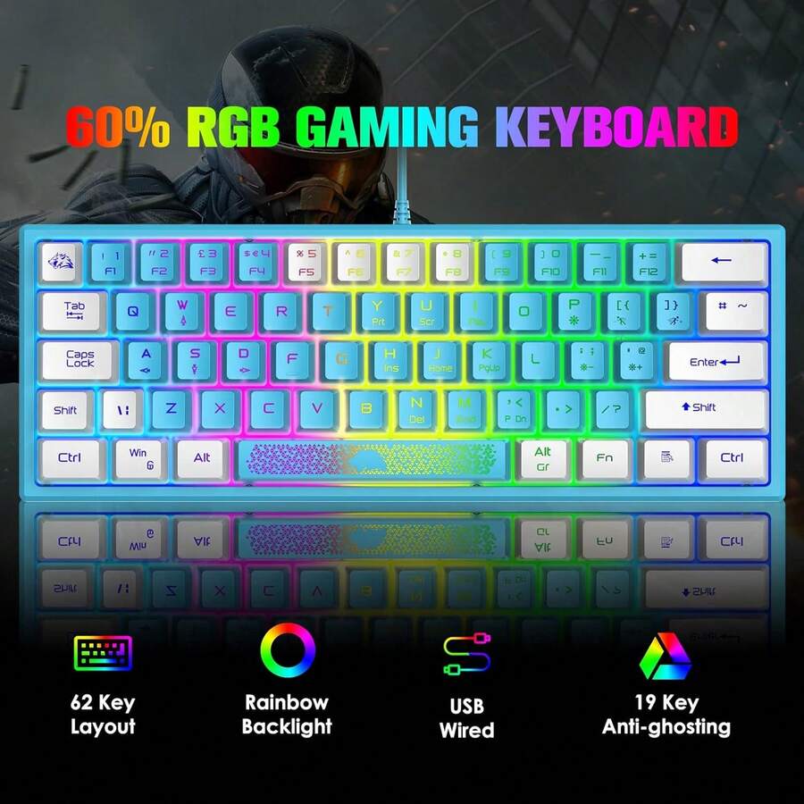 ATTACK SHARK LexonElec K61 60% Percent White Gaming Keyboard Mini Pc ...