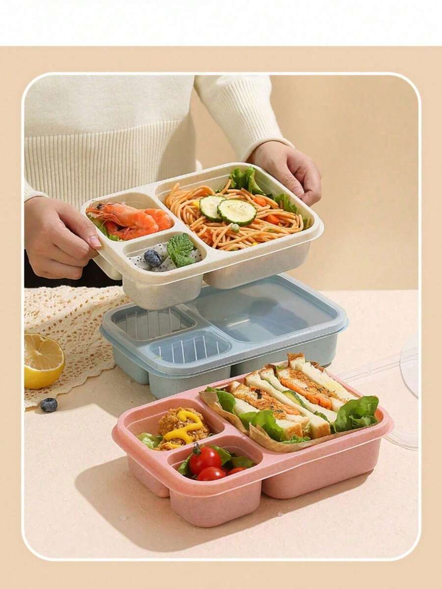 1pc Random Color Snack Containers, Divided Bento Lunch Box With ...