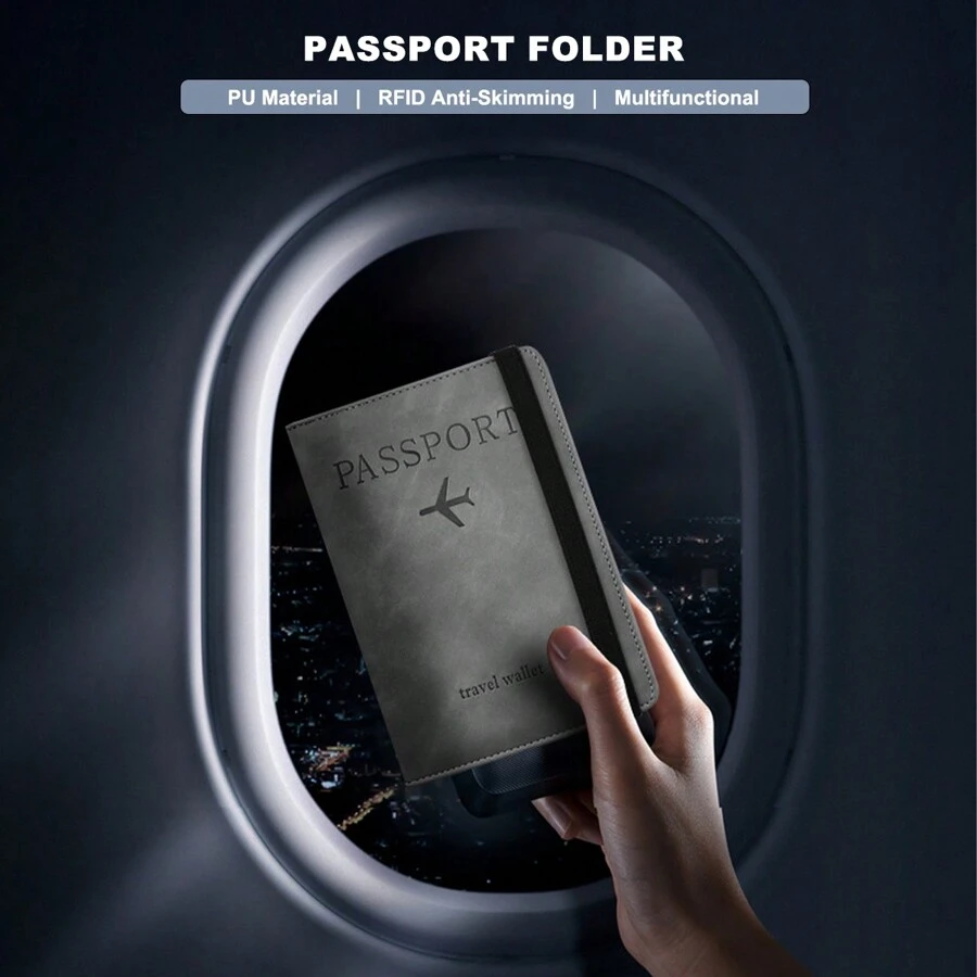PU Leather Passport Bag, RFID Anti-Skimming Passport Folder ...