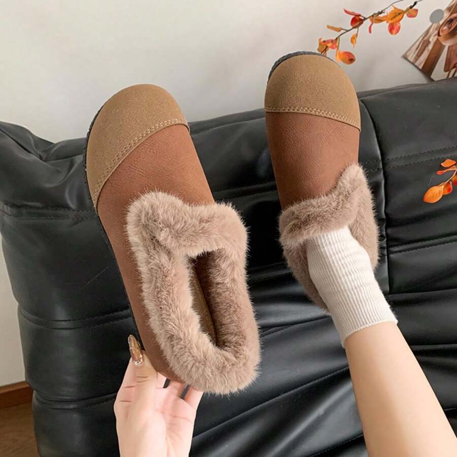 Women Soft Fuzzy Slip-On Shoes, Vintage Style Loafers With Plush Lining ...