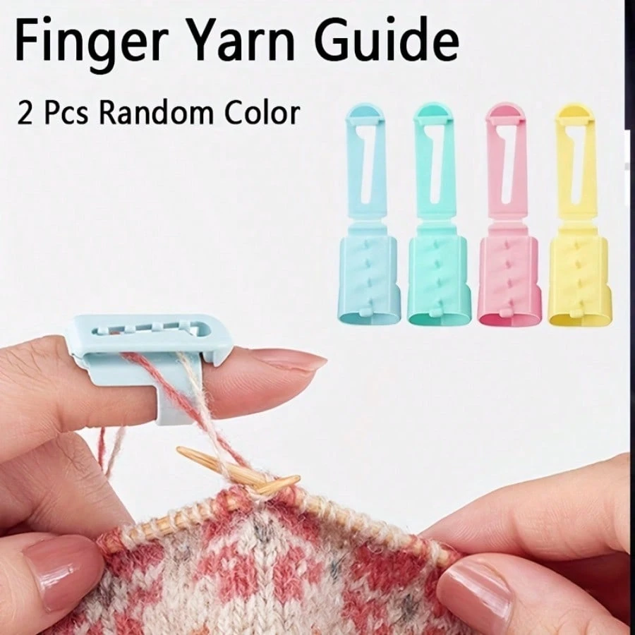 2 Pcs Yarn Guide Finger Holder Knitting Thimble Tool Plastic Yarn Guide ...