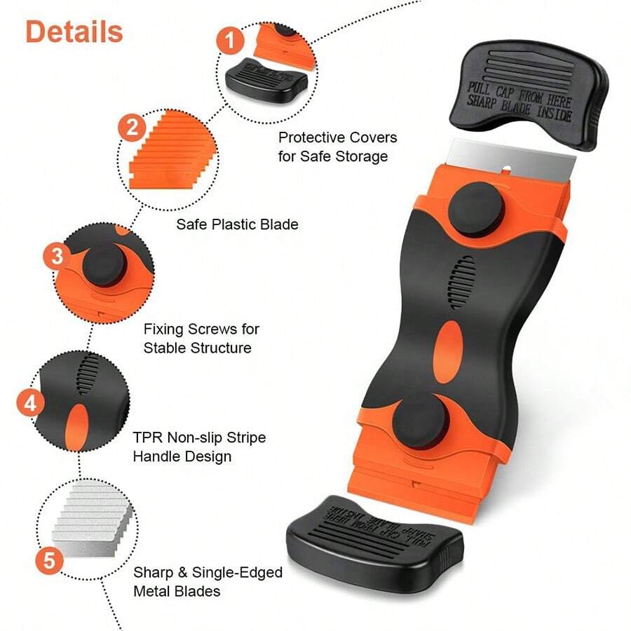 Razor Blade Scraper, 2 PCS Razor Scraper Tool For Removing Label ...