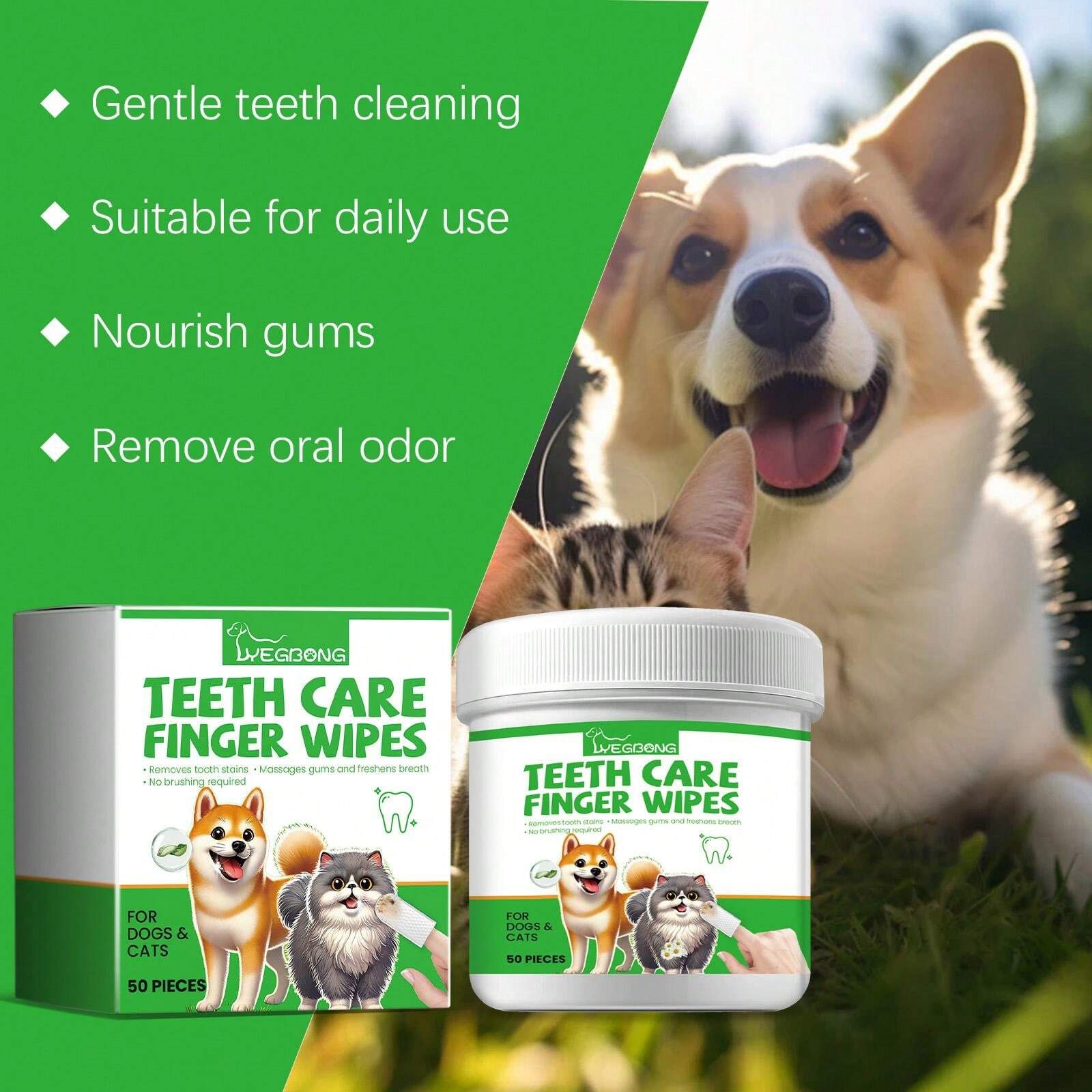 Pet Dog Cat Dental Wipes, Gentle Teeth Cleaning Wipes To Remove Tartar ...