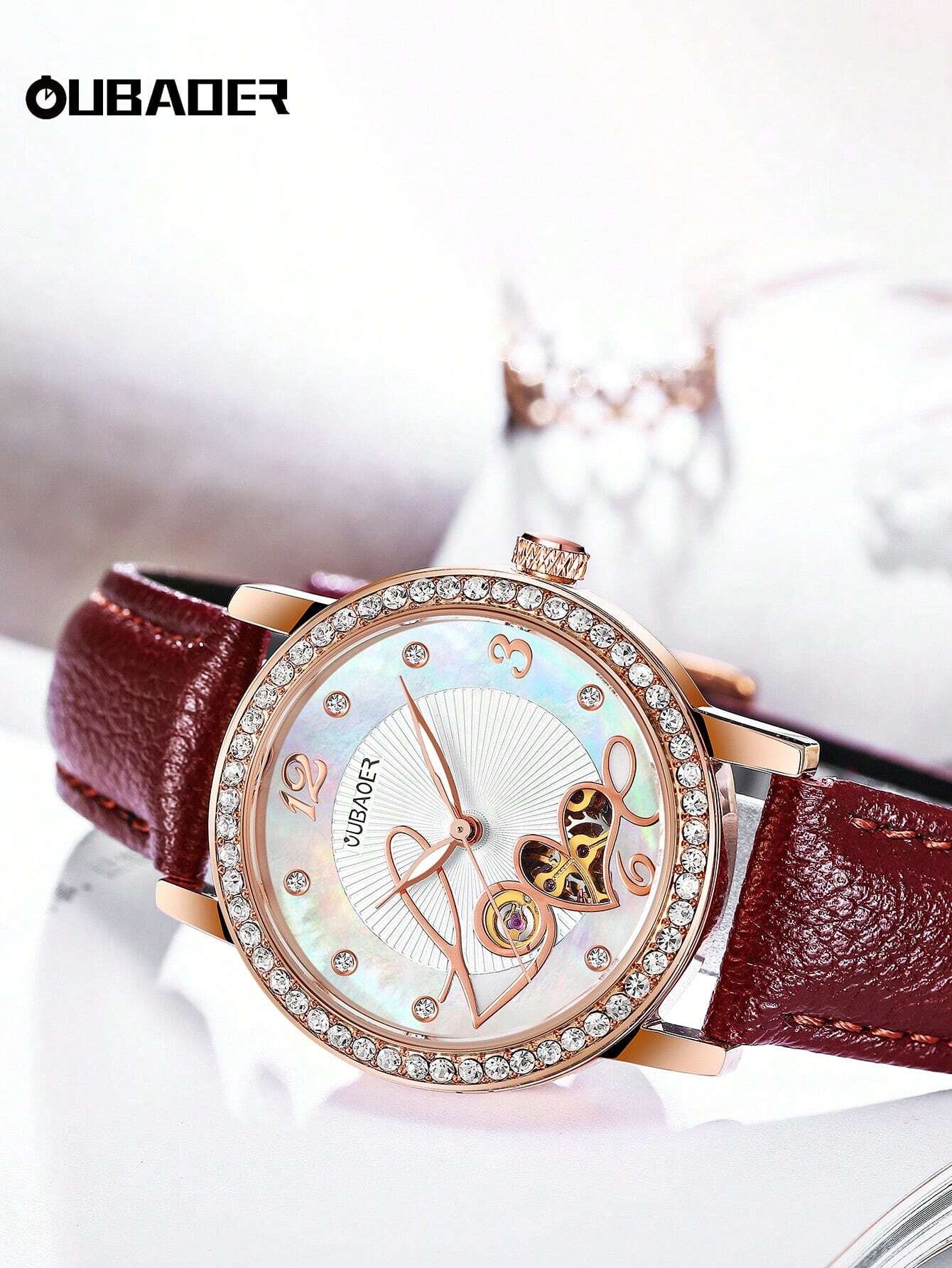 OUBAOER New 2024 Elegant Series Women Automatic Hollow Mechanical Watch ...