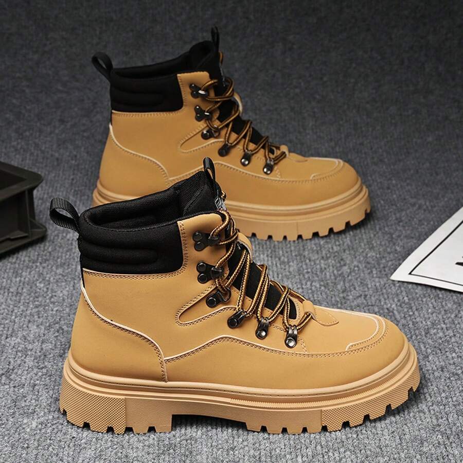 Botas de combate retro para hombres, modelo 2024, botas amarillas ...