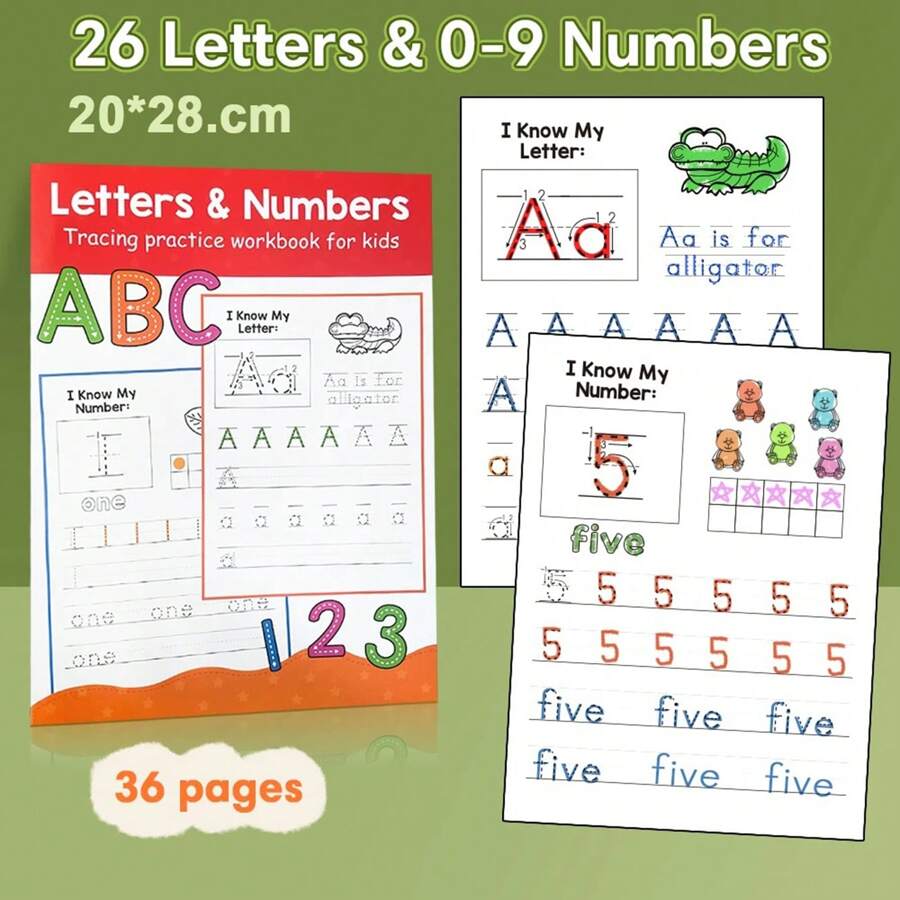 Tracing Letters And Numbers(0-9) : 36 Practice Pages: Coloring Book ...