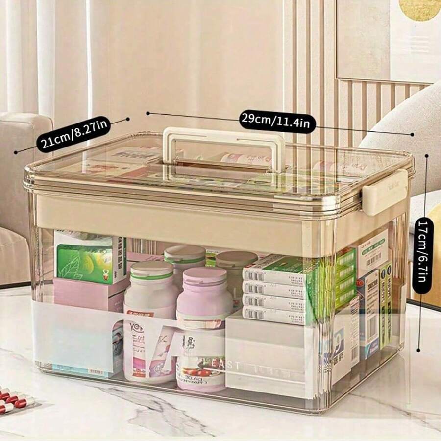 1pc Large Capacity Medicine Storage Box With Easy-Grip Handles -, Multi ...