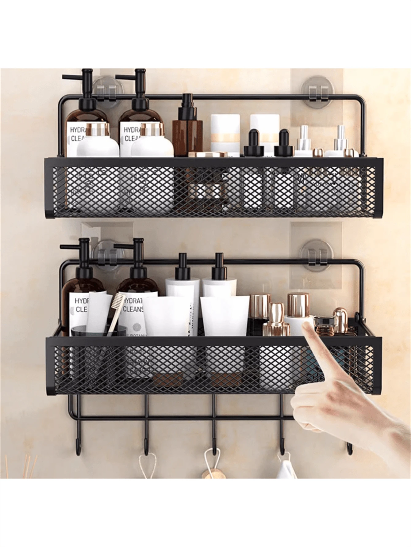 1pc Iron Wire Mesh Bathroom Storage Rack, Wall Mounted Kitchen Storage Basket, Shelves For ...