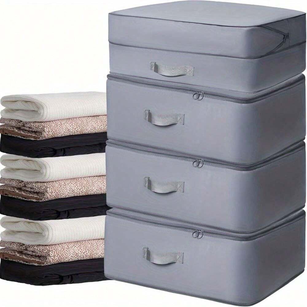 4pcs Large Gray Compression Storage Bags - Space-Saving, No-Vacuum ...