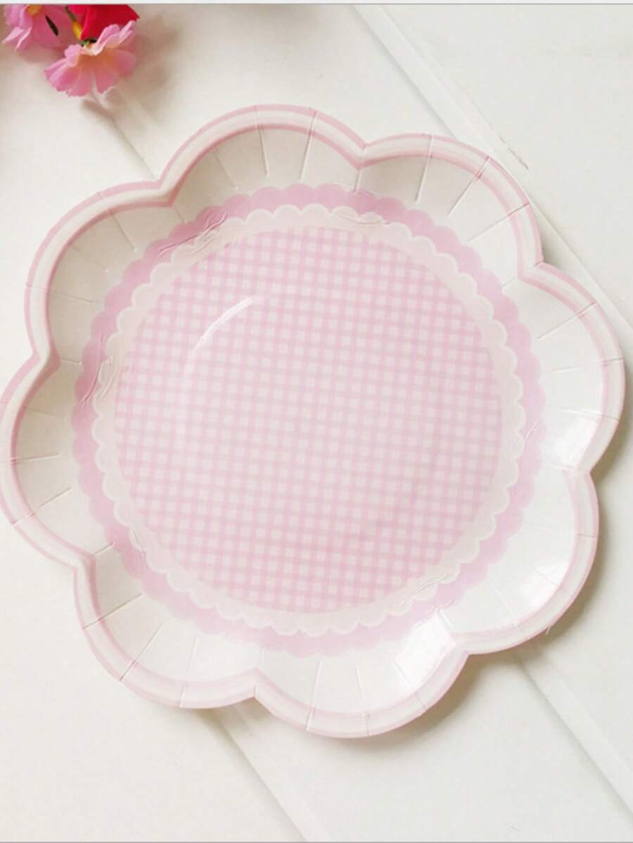 8 Pieces Of Pink Flower Petal Paper Plates For Disposable Parties ...