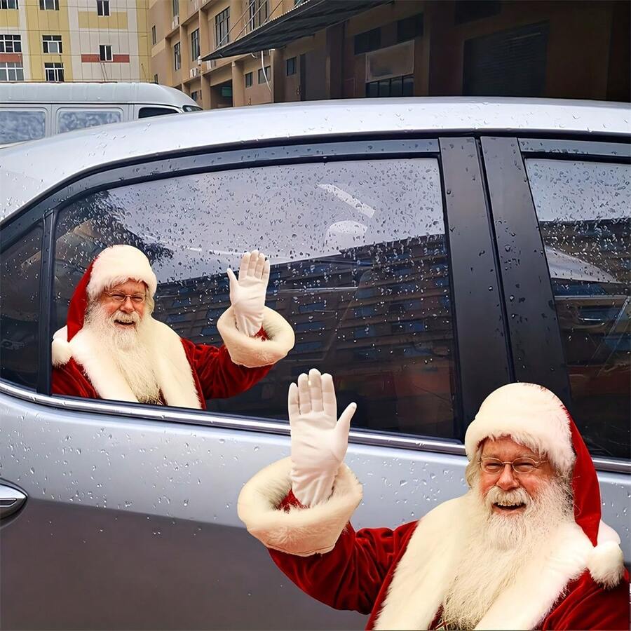 1pc Waterproof Realistic Santa Claus Sticker Christmas Car Window Glass ...