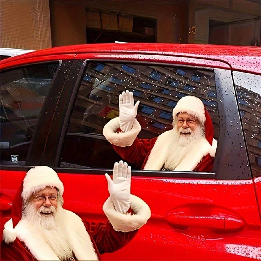1pc Waterproof Realistic Santa Claus Sticker Christmas Car Window Glass ...
