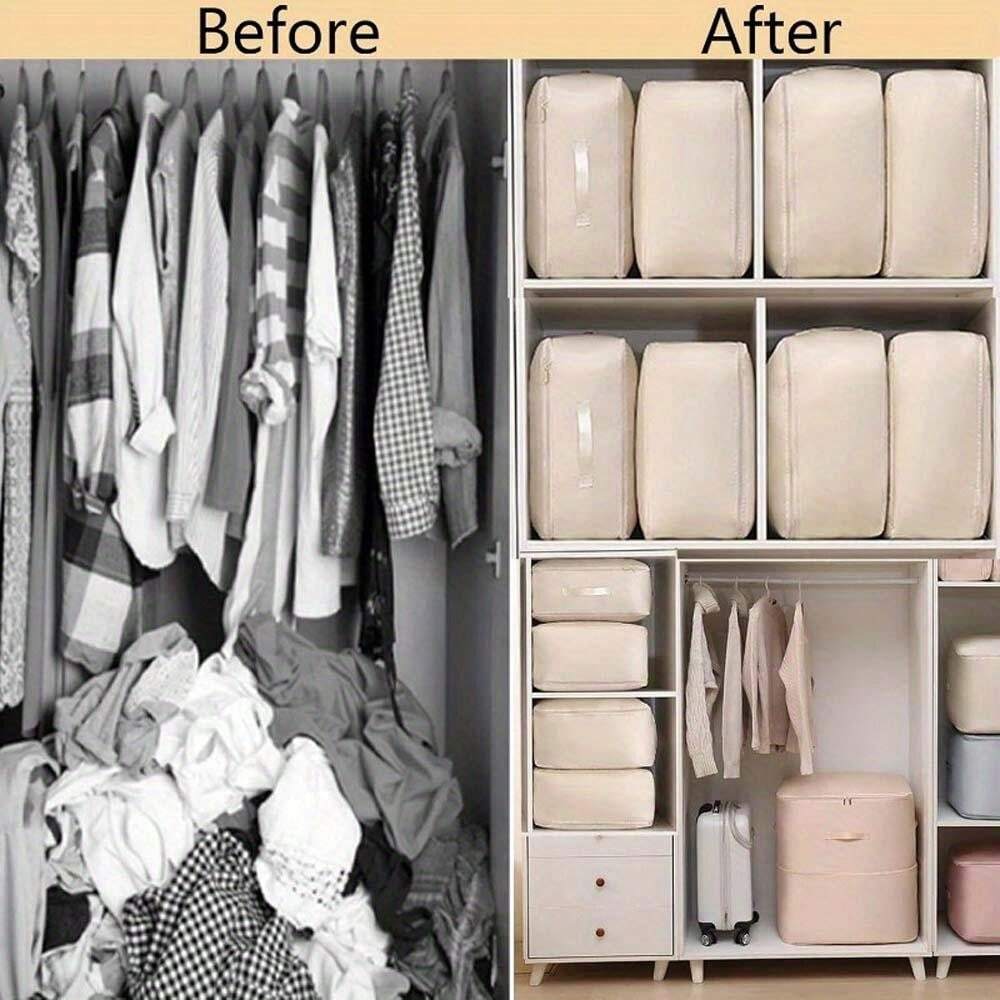 4pcs Large Gray Compression Storage Bags - Space-Saving, No-Vacuum ...