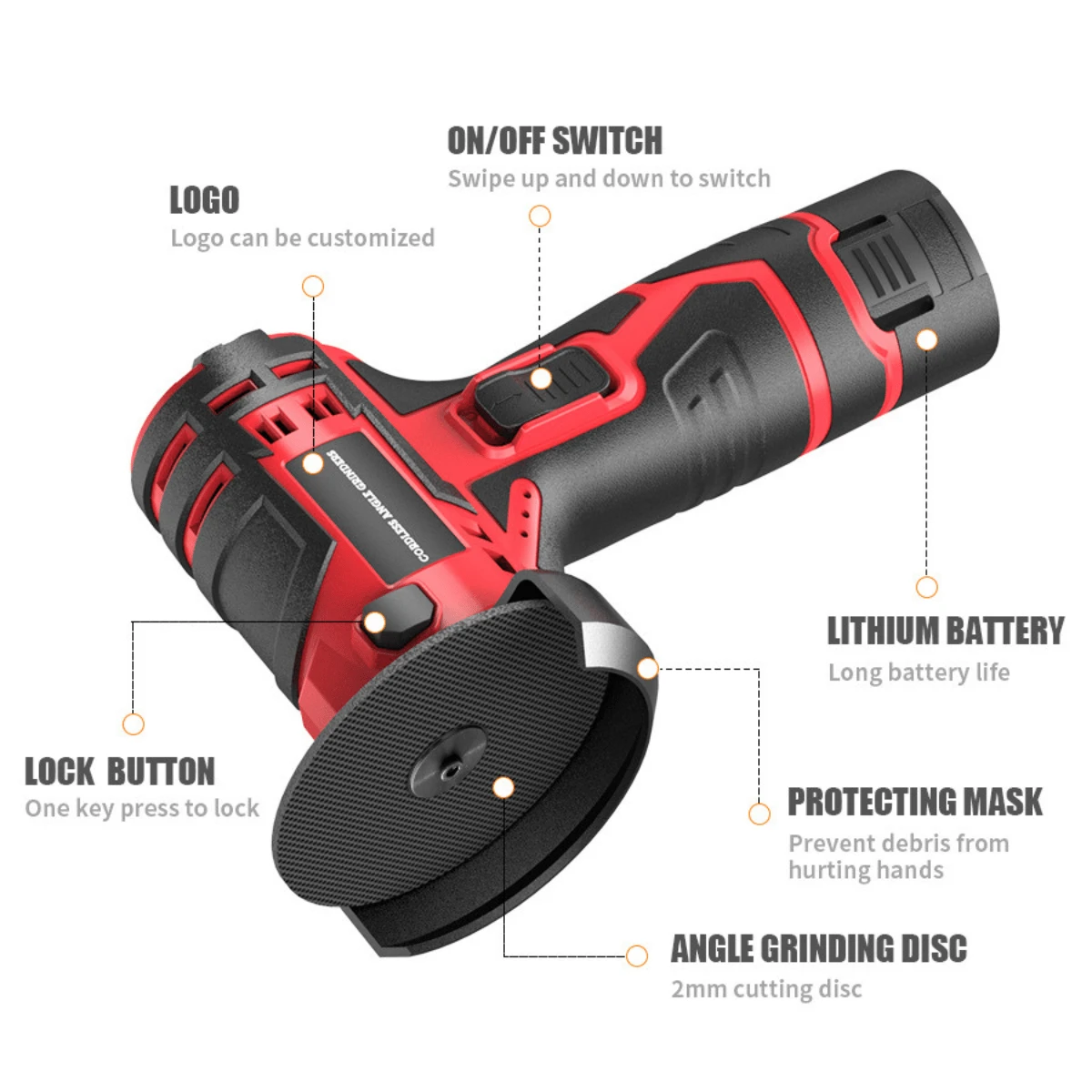 Lithium Electric Mini Brushless Angle Grinder Grinder Cutting Machine ...