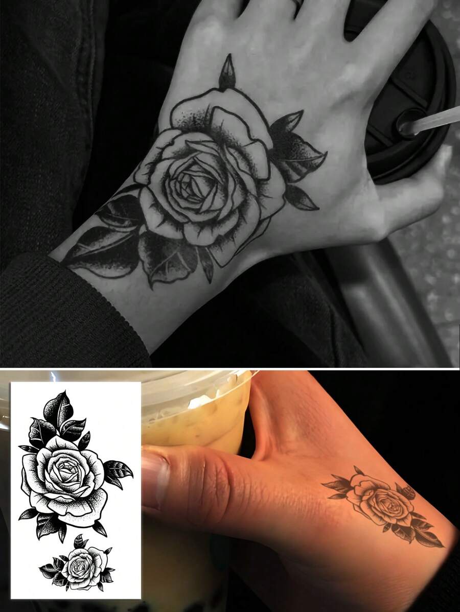 Flower Temporary Tattoo Sticker, Waterproof Magic Tattoo, Lasts To 3-5 ...