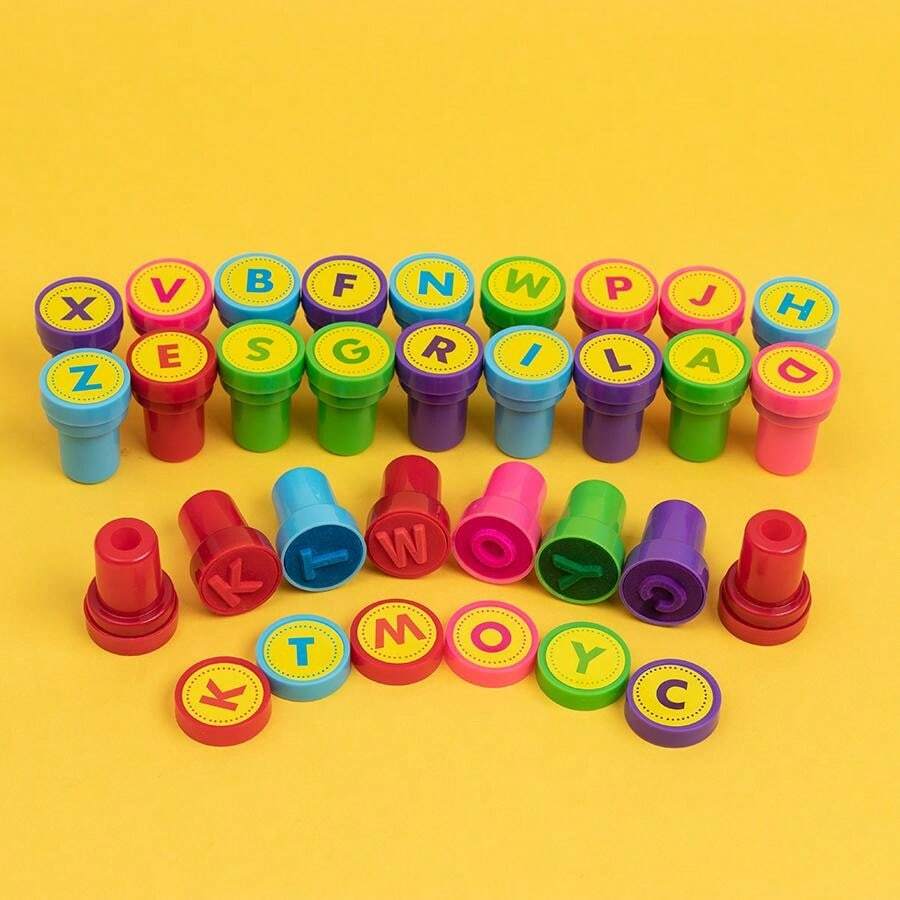 10/26 piezas Sellos de números/alfabeto Sellos de letras para enseñanza ...