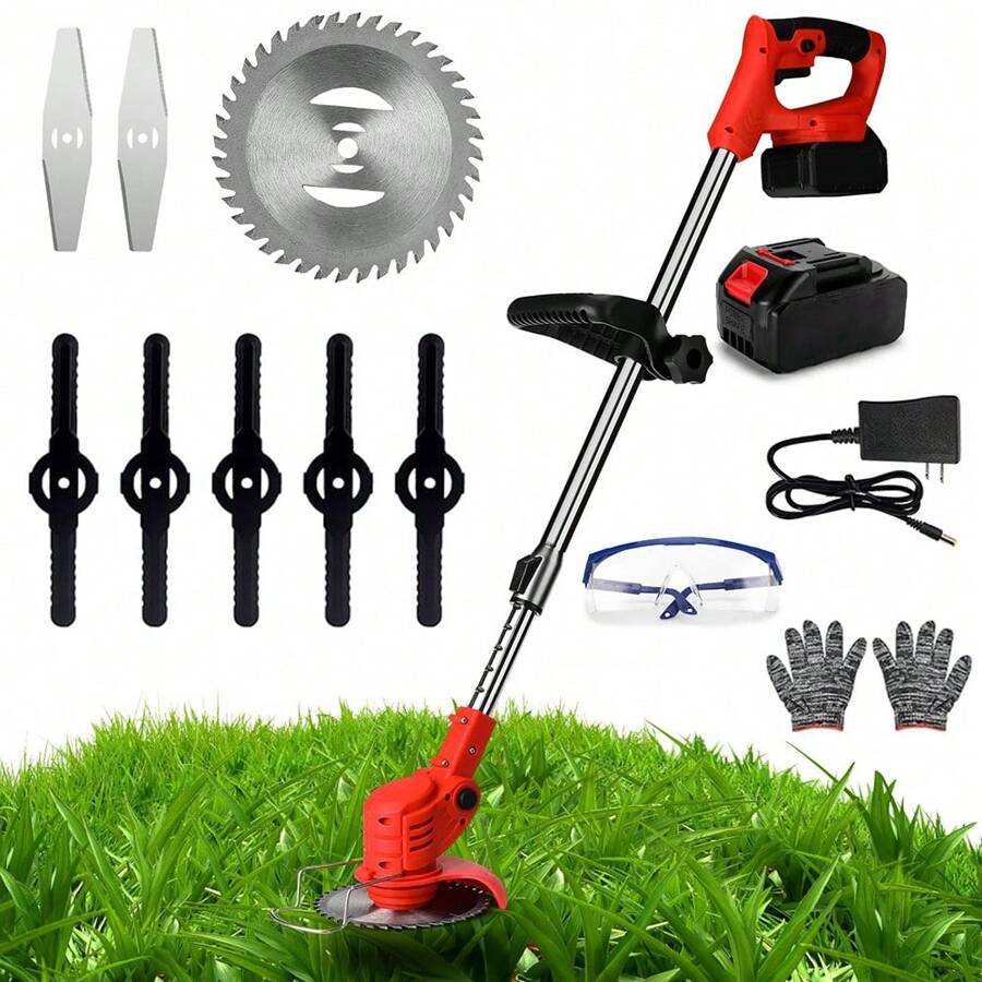 Cordless Electric String Trimmer Combo Set, Adjustable Head Lawn Mower ...