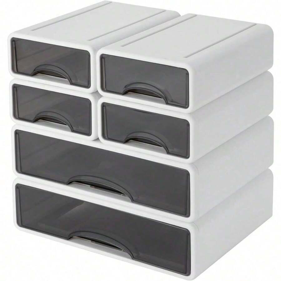 Stackable Office Storage Box With Drawers, Office Desk Storage Box With ...