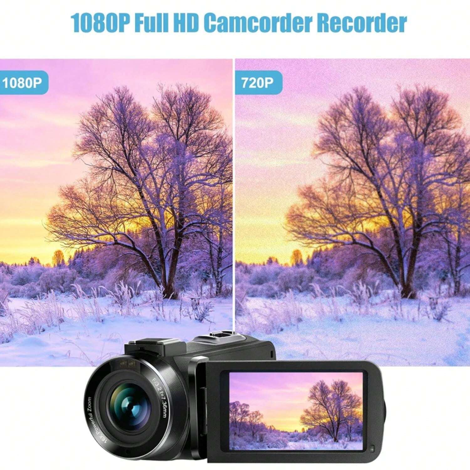 Videocamera digitale, videocamera full HD 1080P 36MP con schermo LCD a ...