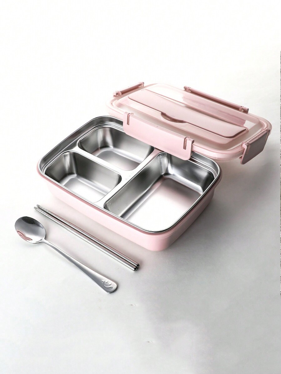 1Pc Leak-Proof Stainless Steel Lunch Box With 3 Compartments - Easy ...