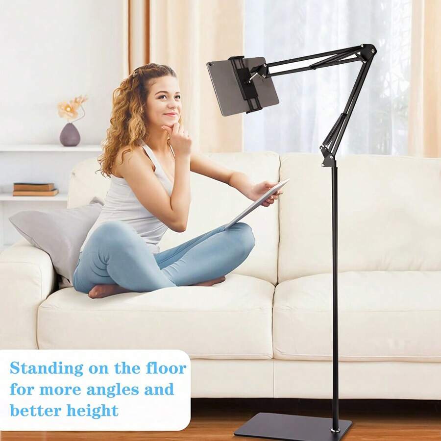Universal Tablet Floor Stand, Adjustable 360-Degree Metal Tablet Holder ...