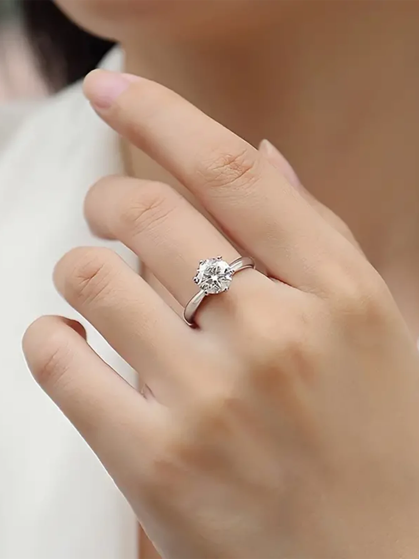 GRA Certified 1/2/3/5CT Moissanite Ring VVS1 Lab Diamonds Solitaire ...